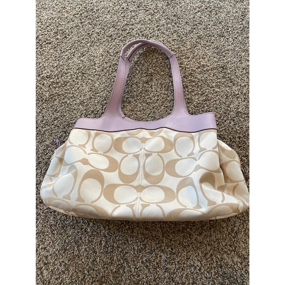 Coach | Bags | Coach Lexi Lavender Leathercream Satin Shoulder Leather ...